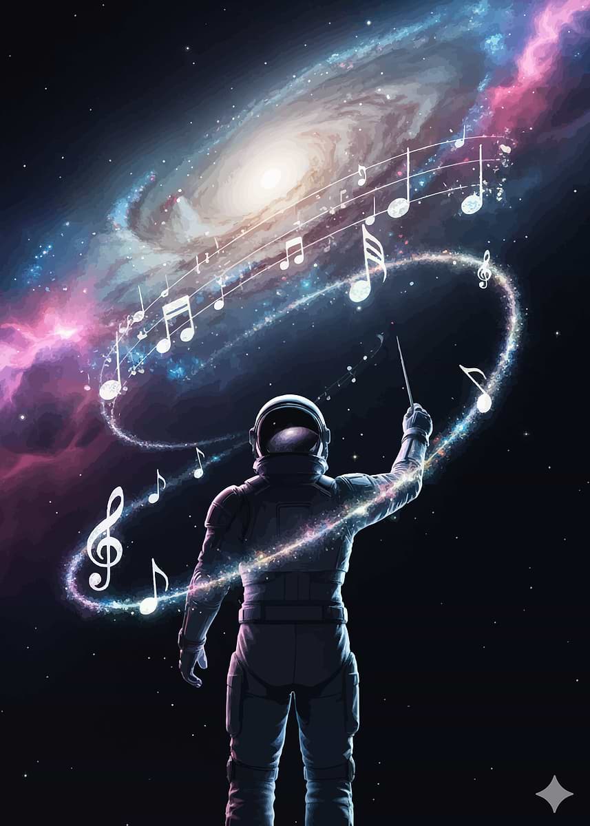 'Astronaut Conducting Music in Space' Poster, picture, metal print ...