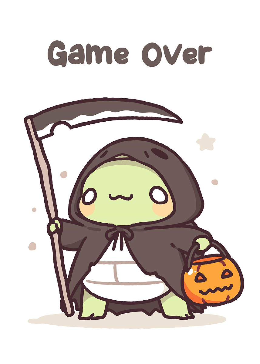 'Cute Turtle Grim Reaper Halloween' Poster, picture, metal print, paint ...