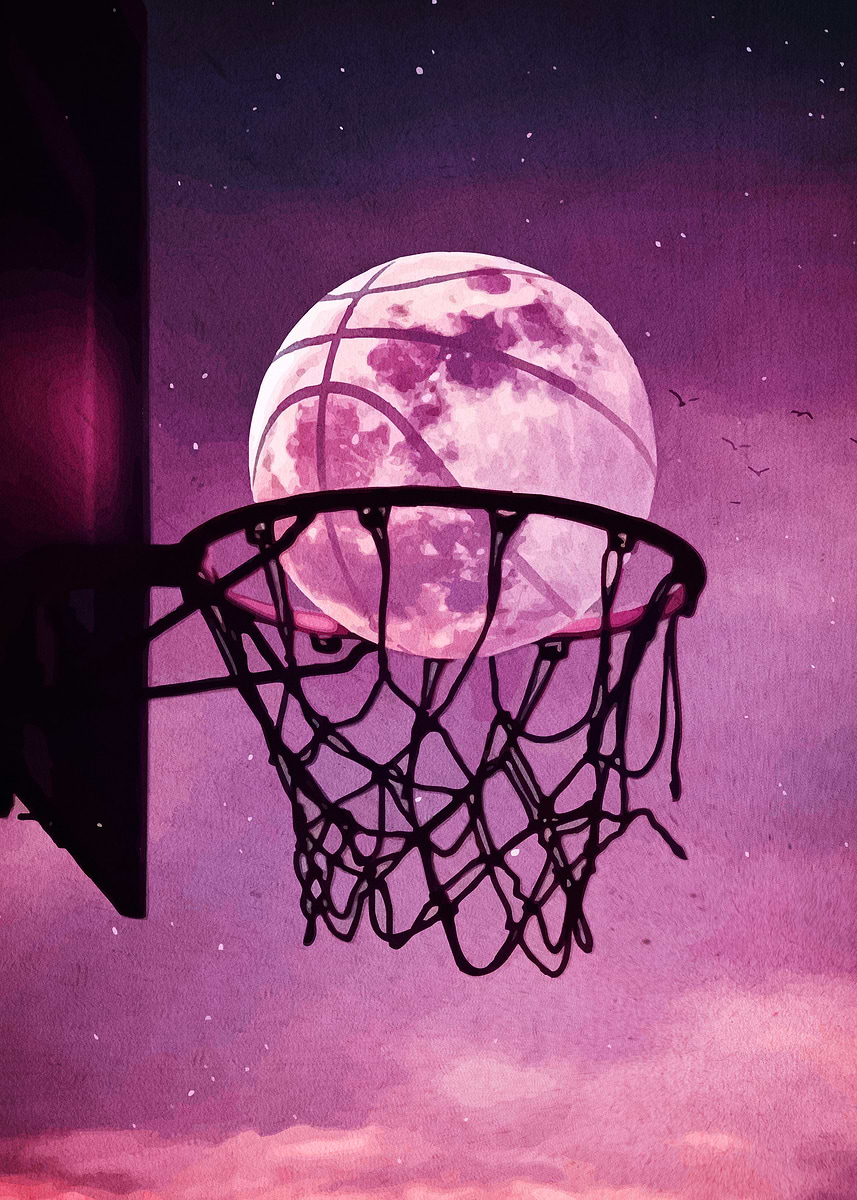 'Basketball Moon Hoop' Poster, picture, metal print, paint by anartdk ...