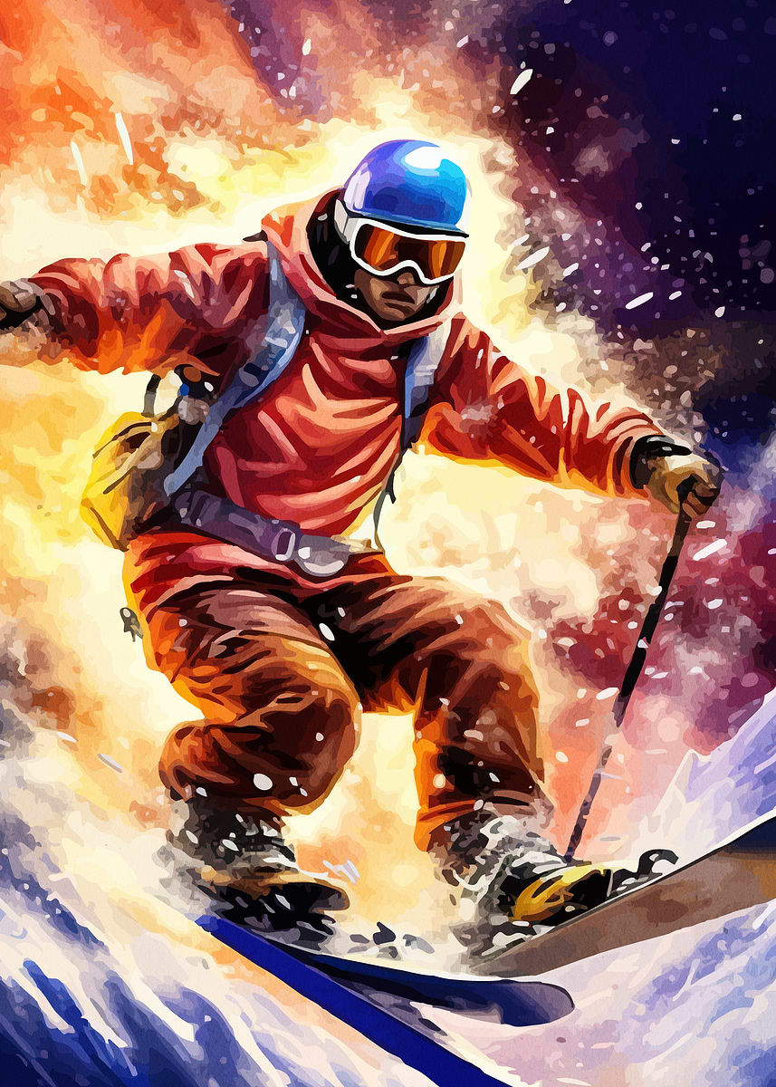'Skier Winter Sport Adventure' Poster, picture, metal print, paint by ...