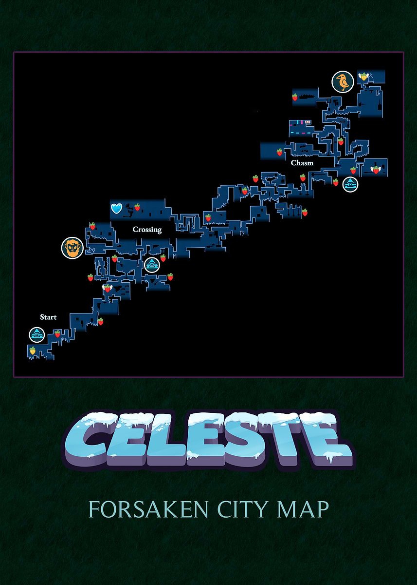 'Celeste Forsaken City Map' Poster, picture, metal print, paint by ...