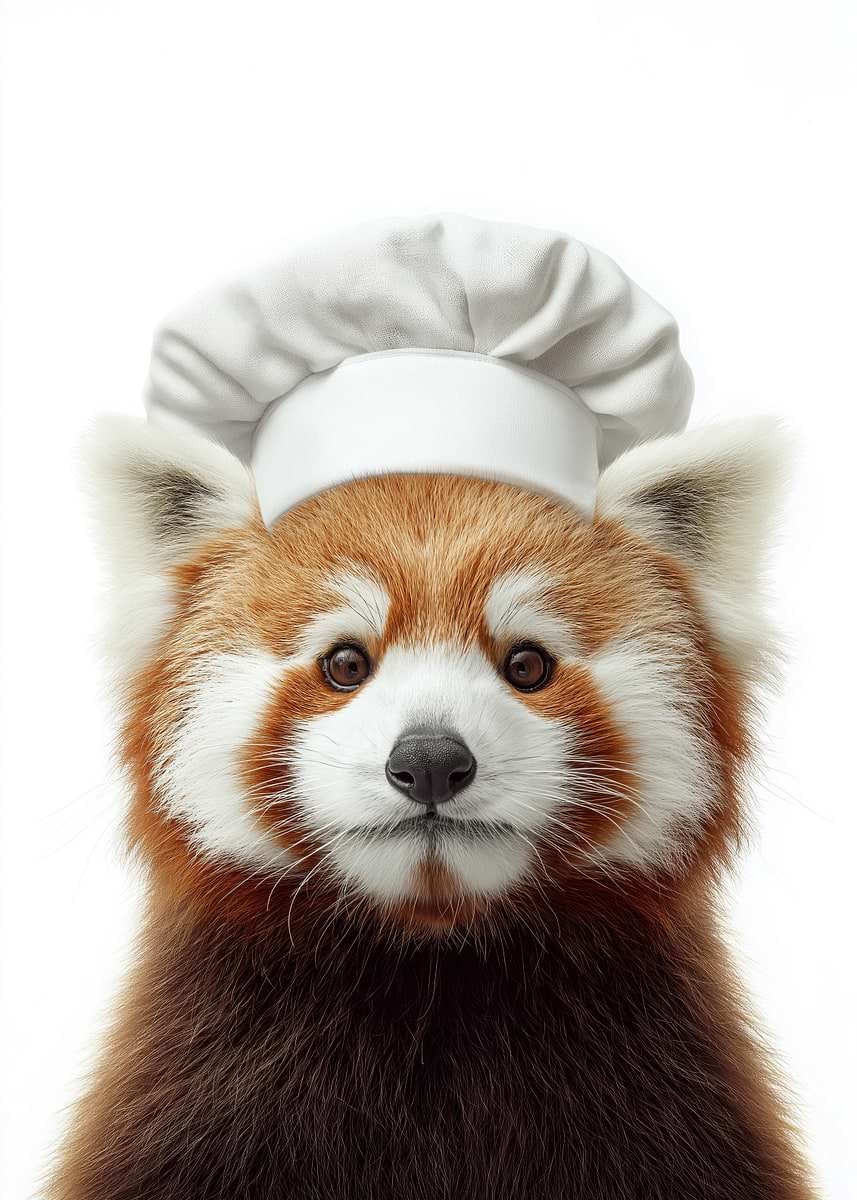 'Red Panda Chef Portrait' Poster, picture, metal print, paint by Lazy ...