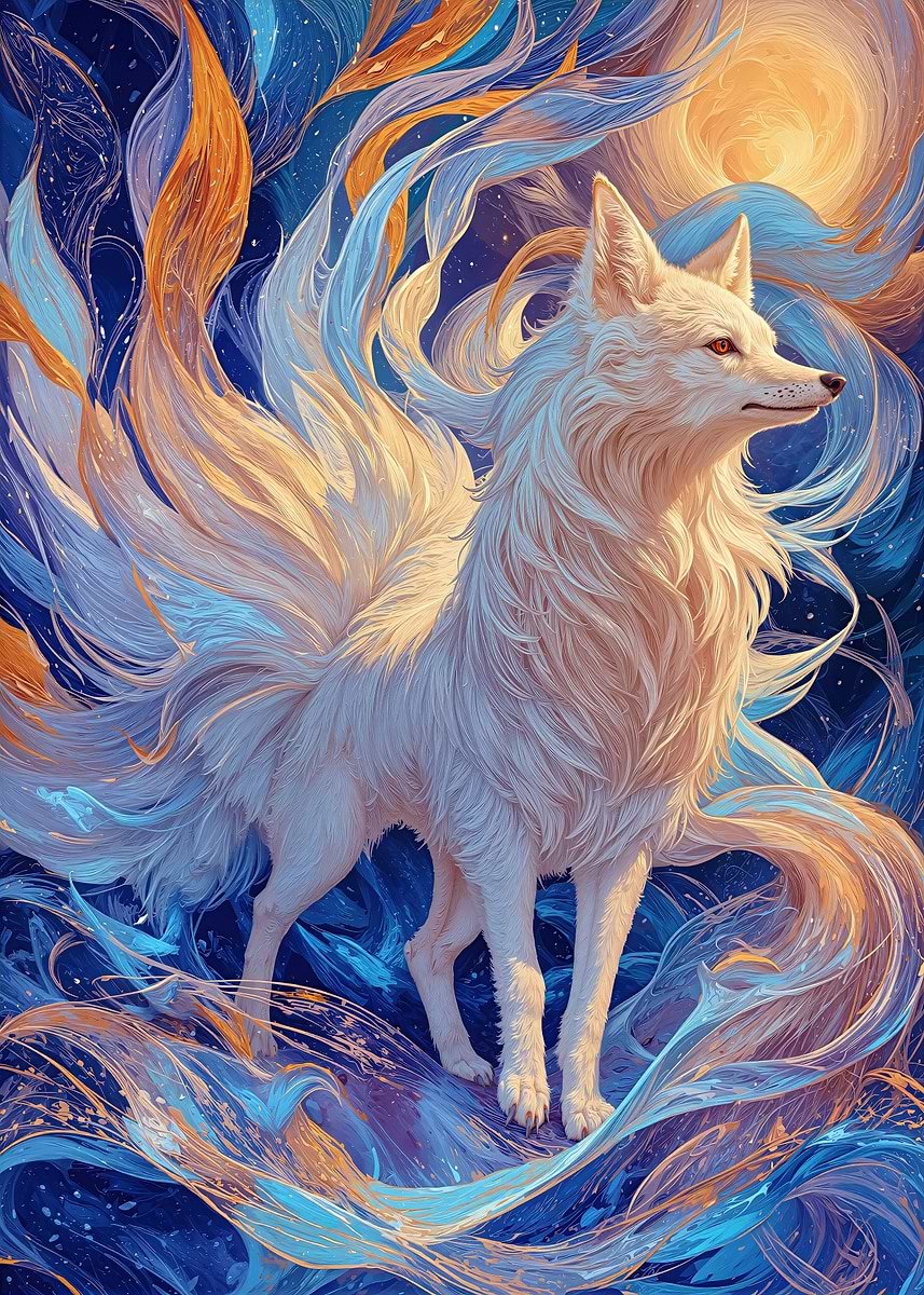 'Radiant Nine-Tailed Fox' Poster, picture, metal print, paint by Jvwj ...