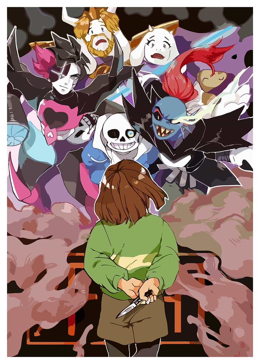'Undertale characters with Chara' Poster, picture, metal print, paint ...