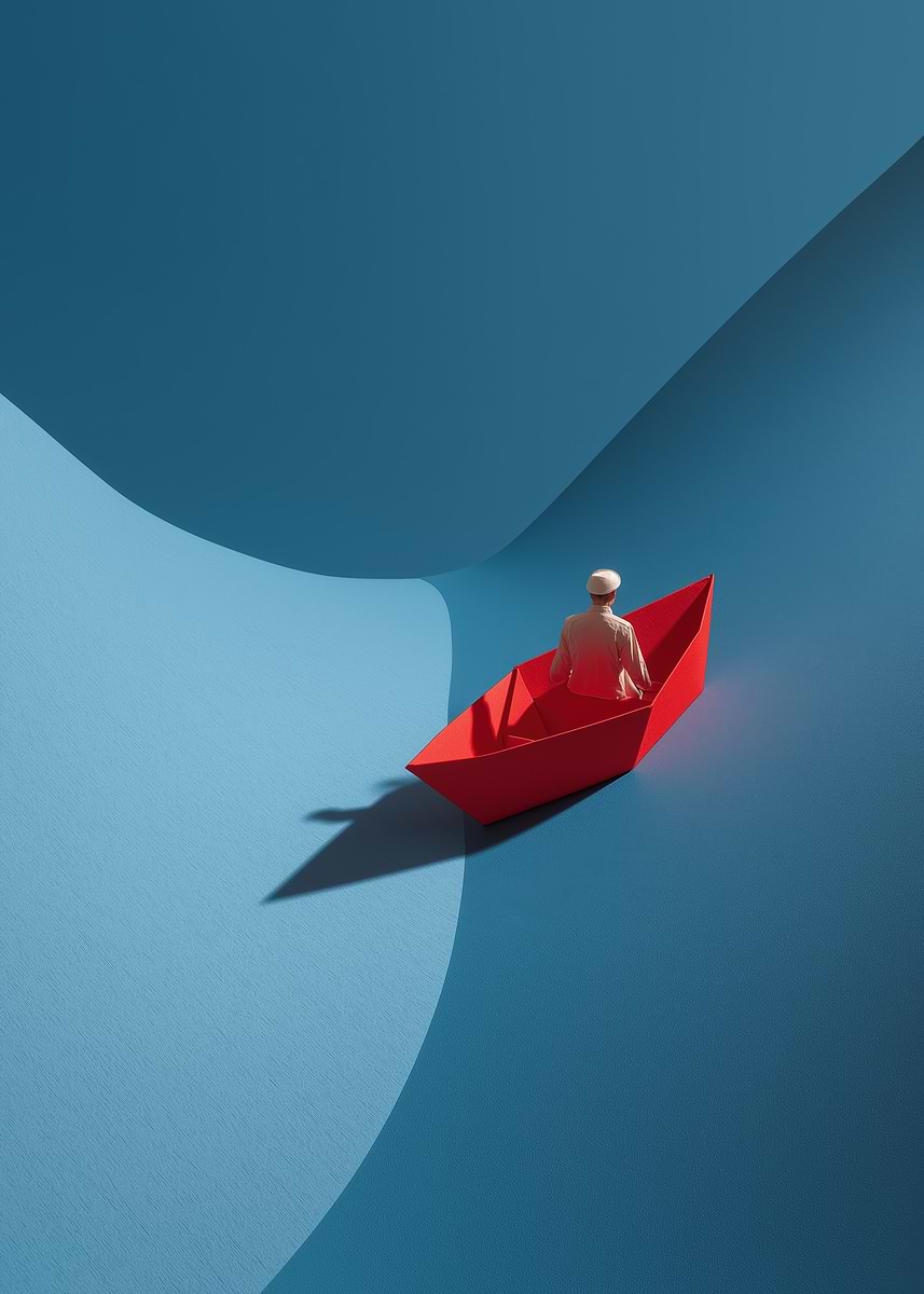 'Red Paper Boat' Poster, picture, metal print, paint by Mark Vincent ...