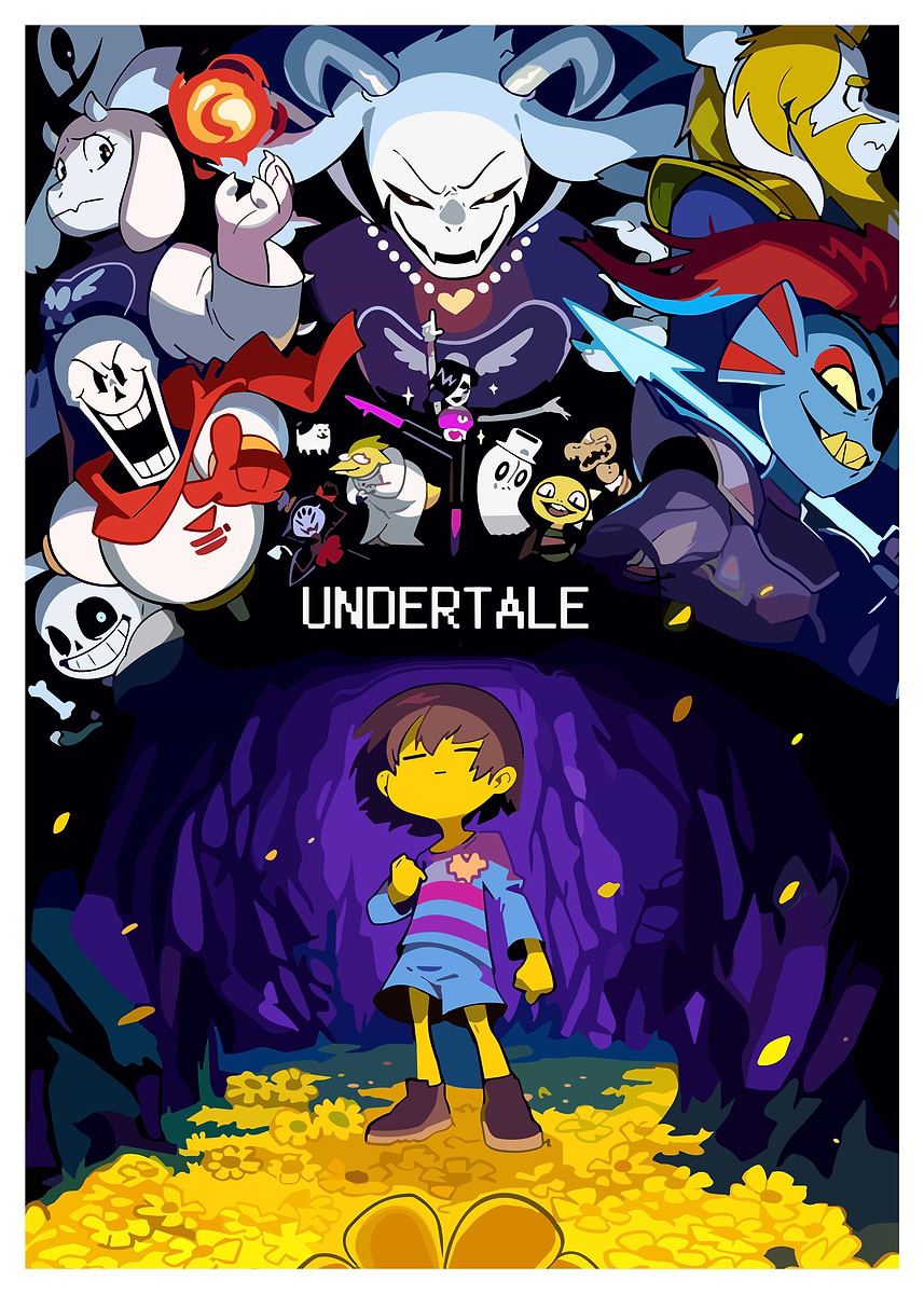 'Undertale characters and Frisk illustration' Poster, picture, metal ...