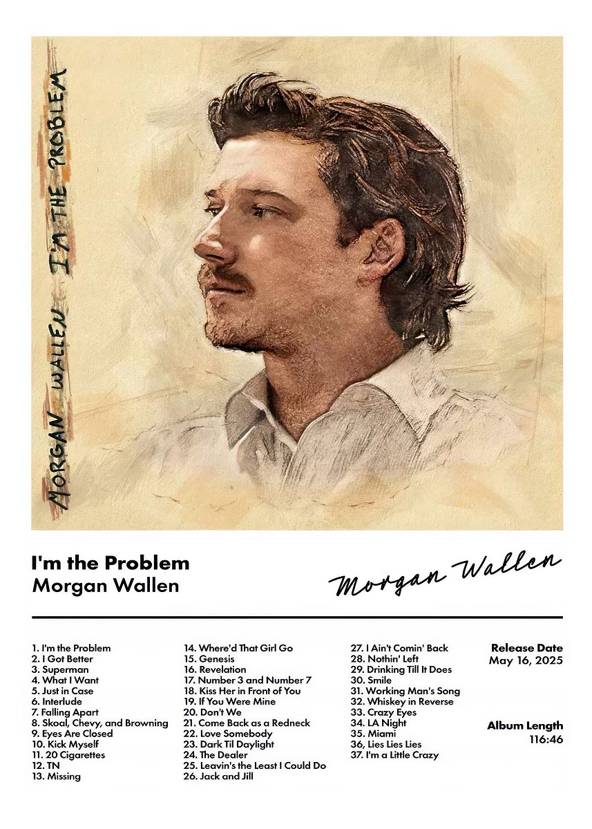 'Morgan Wallen - I'm the Problem Album Cover' Poster, picture, metal ...