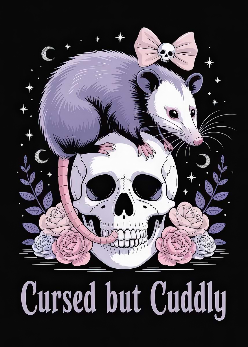 'Cursed but Cuddly Opossum' Poster, picture, metal print, paint by ...
