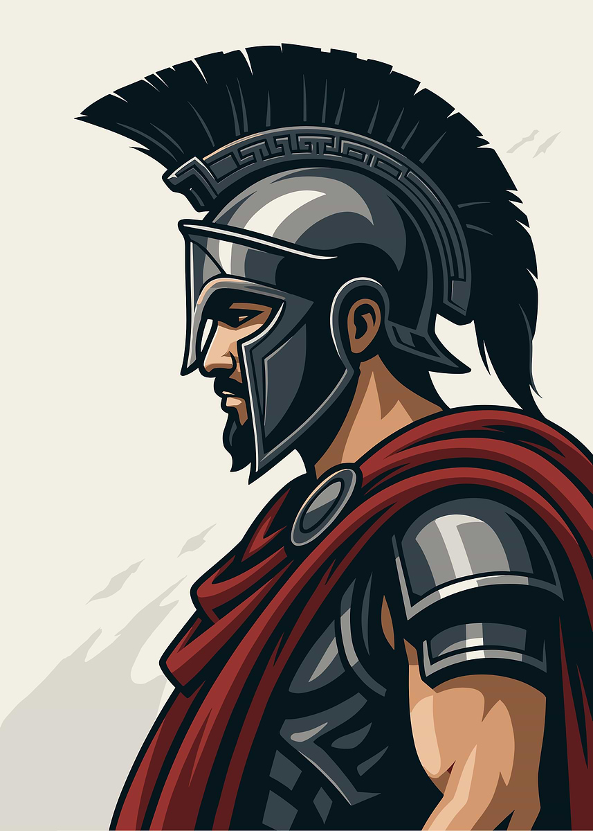 'Spartan Warrior Profile Illustration' Poster, picture, metal print ...