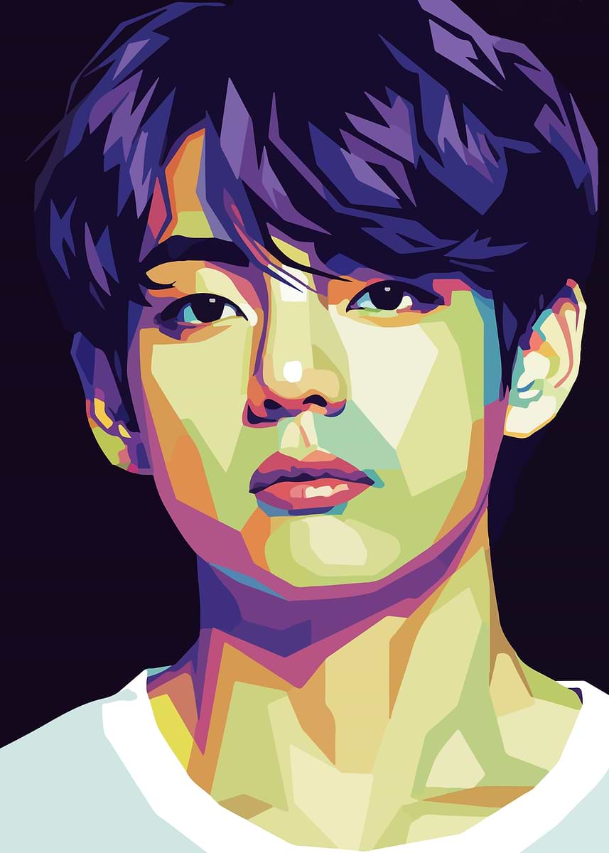 'Colorful Portrait of a kim Tae Hyung' Poster, picture, metal print ...