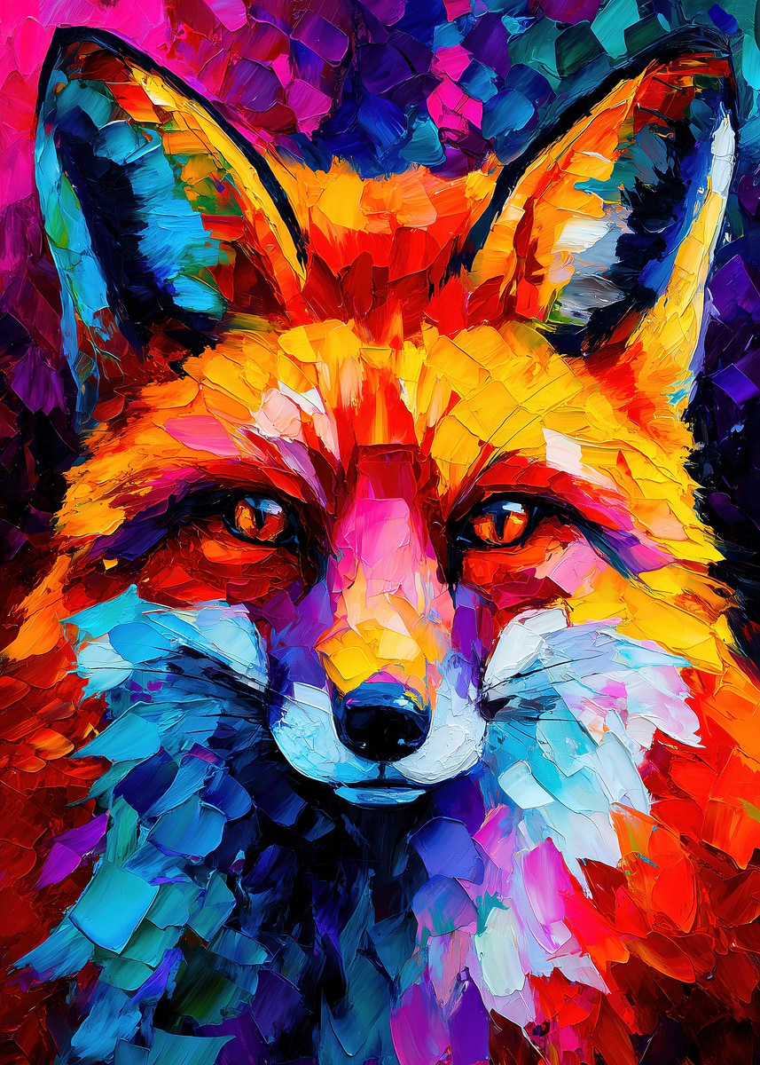 'Colorful Fox Portrait Painting' Poster, picture, metal print, paint by ...