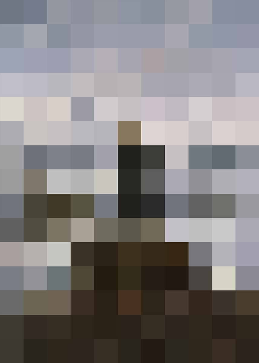 'Pixel Art Wanderer above the Sea of Fog' Poster, picture, metal print ...