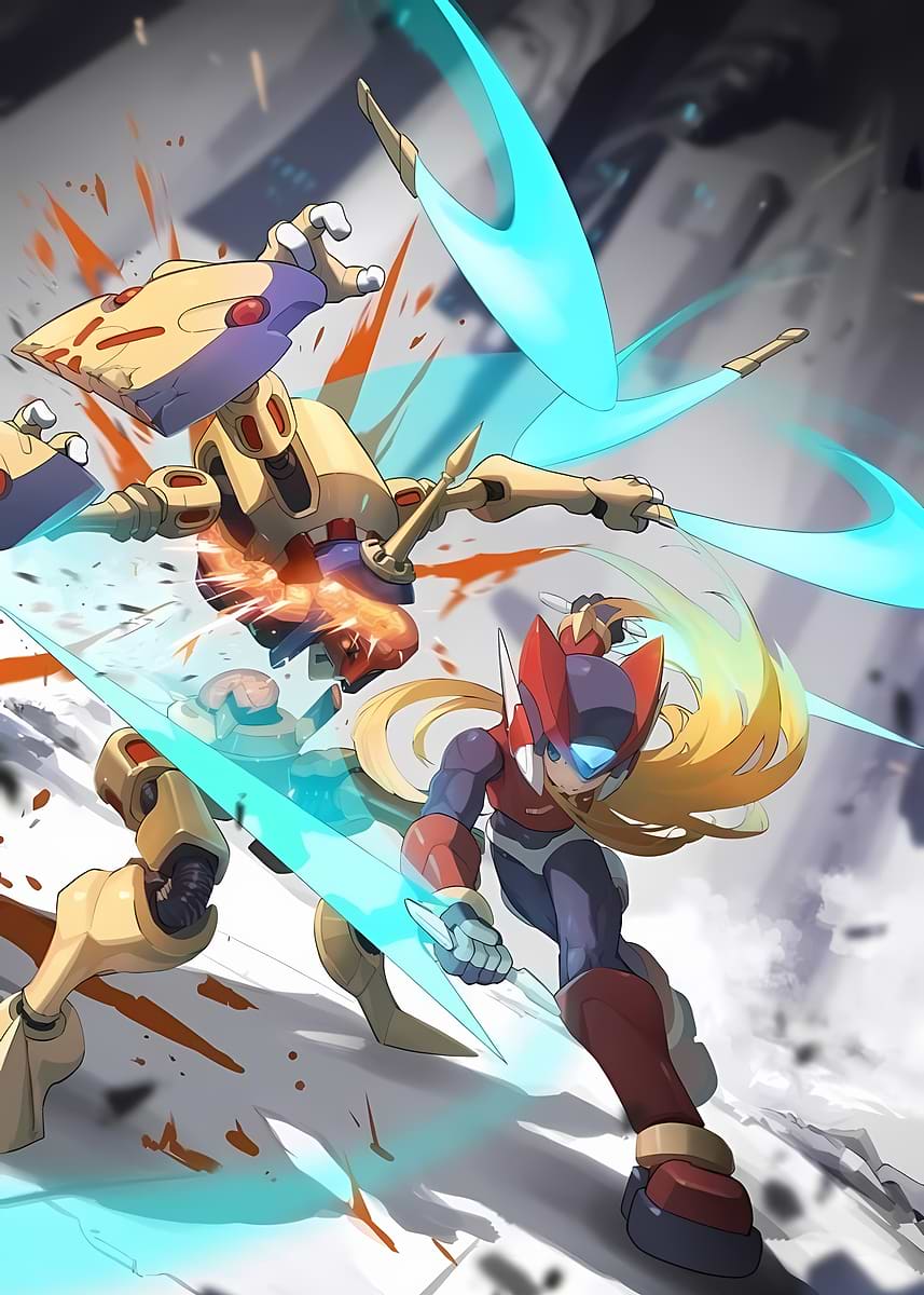 'Mega Man Zero Battle Scene' Poster, picture, metal print, paint by T I ...