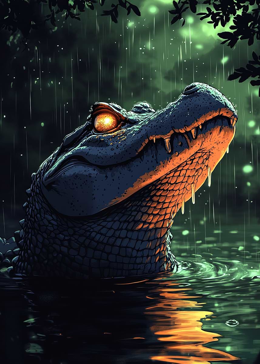 'Alligator in the Rain' Poster, picture, metal print, paint by Ronh ...