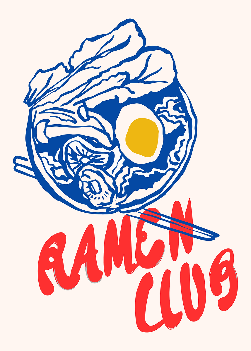 'Ramen Club Illustration' Poster, picture, metal print, paint by Pixel ...