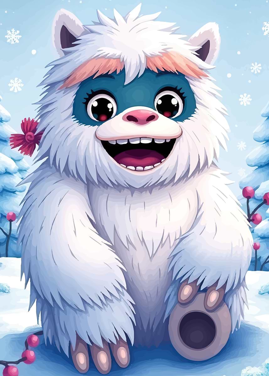 'Cute Yeti Winter Wonderland' Poster, picture, metal print, paint by ...