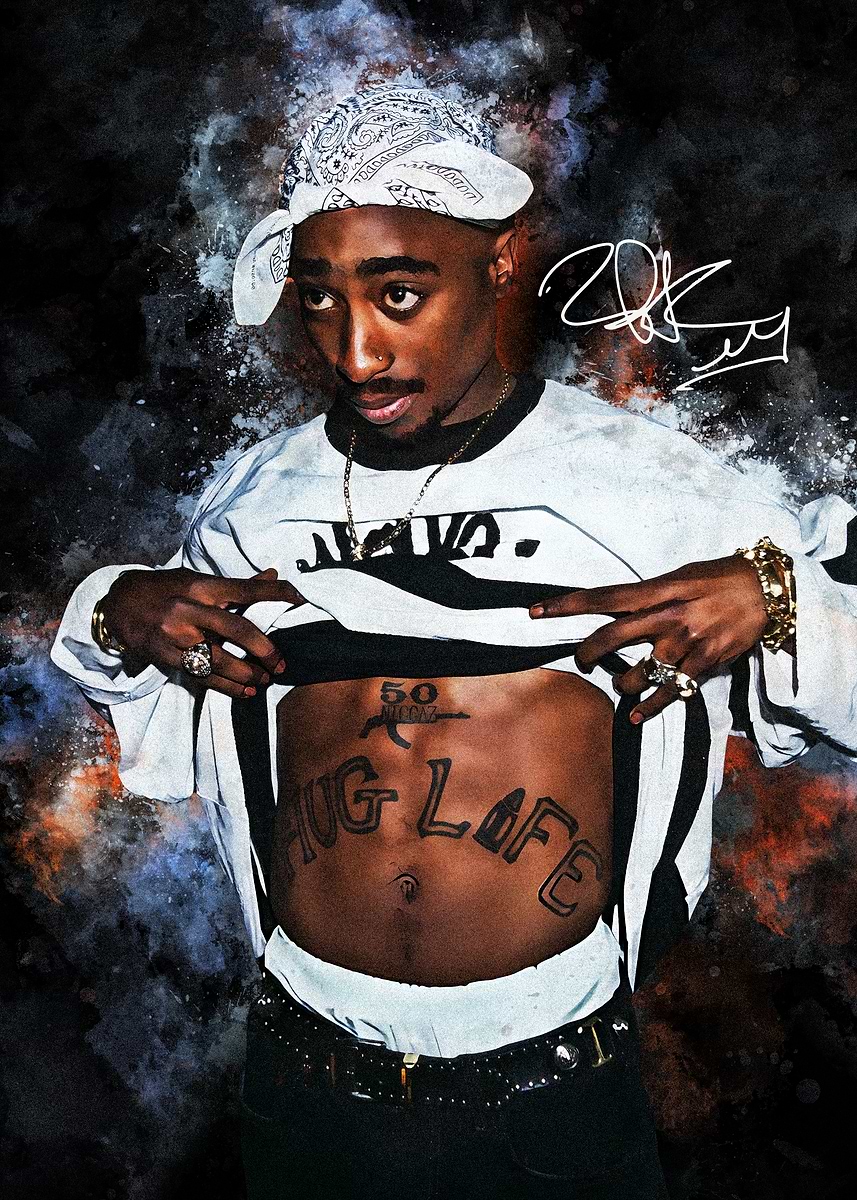 'Tupac Shakur Portrait' Poster, picture, metal print, paint by ...