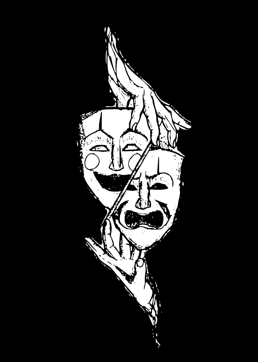 'Comedy and Tragedy Masks Illustration' Poster, picture, metal print ...