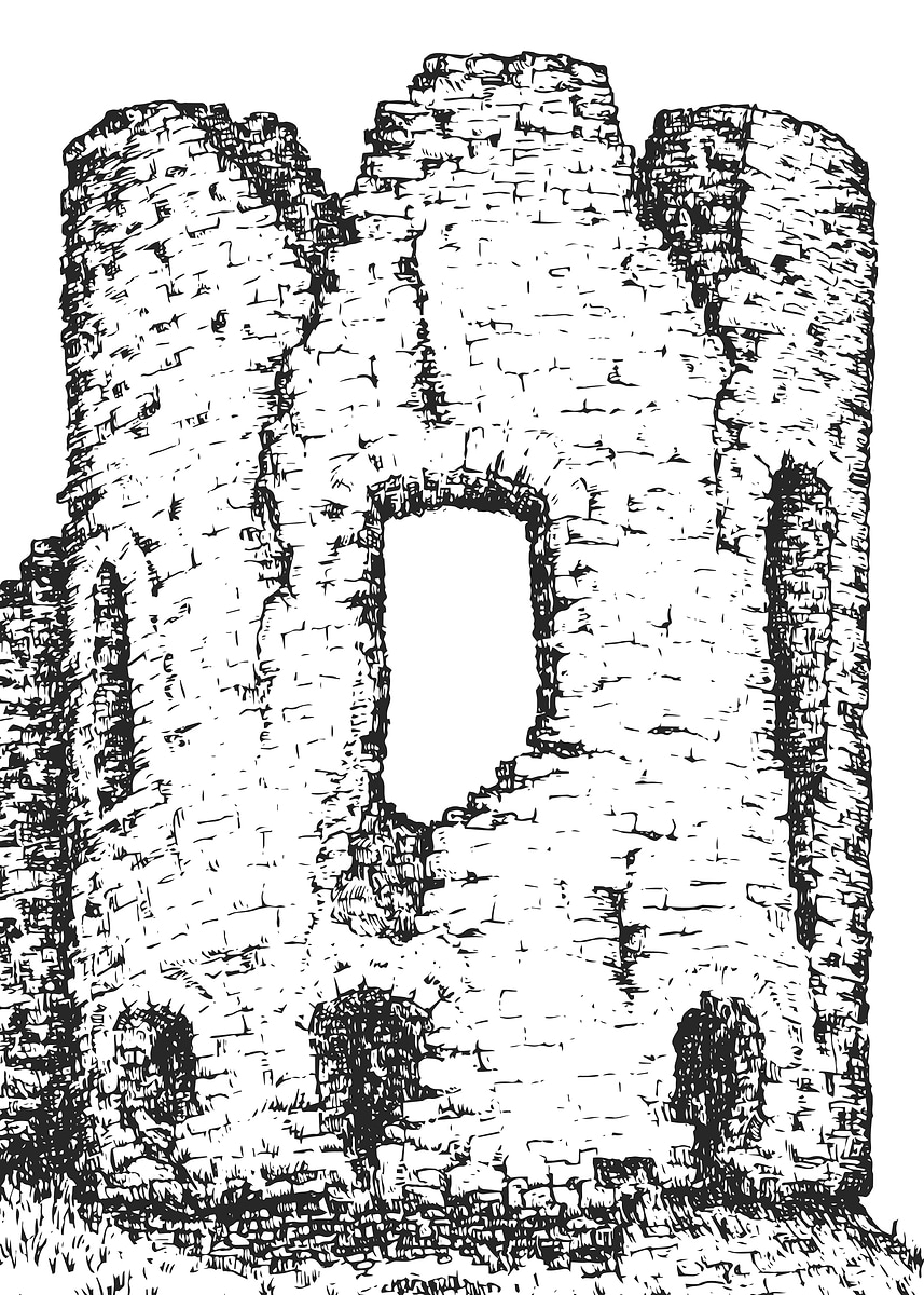 'Ruined Stone Tower Illustration' Poster, picture, metal print, paint ...