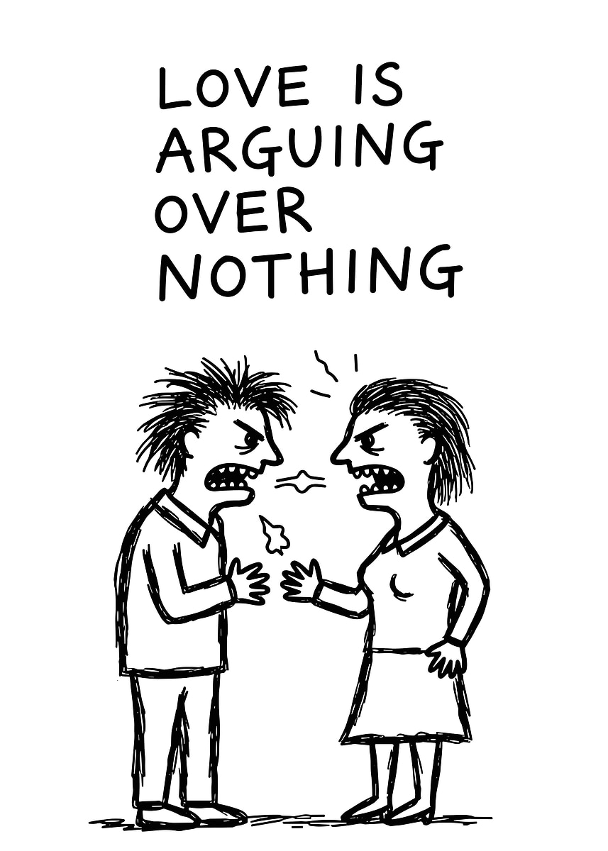 'Arguing Couple Cartoon' Poster, picture, metal print, paint by artsave ...
