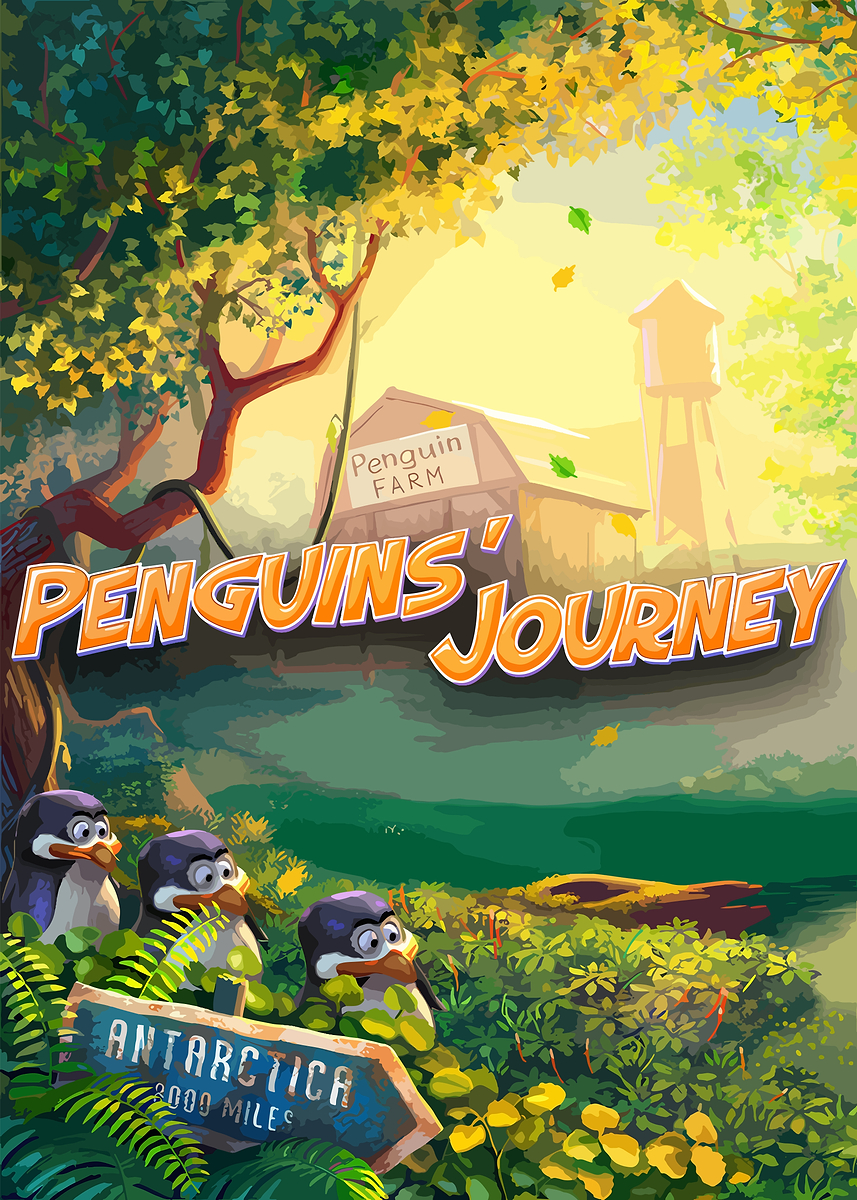 'Penguins Journey Farm' Poster, picture, metal print, paint by Gernanin ...