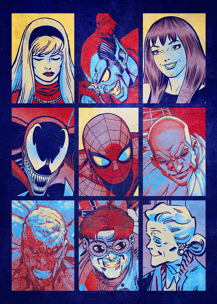 'Spider-Man: Classic Roster' Poster, picture, metal print, paint by ...