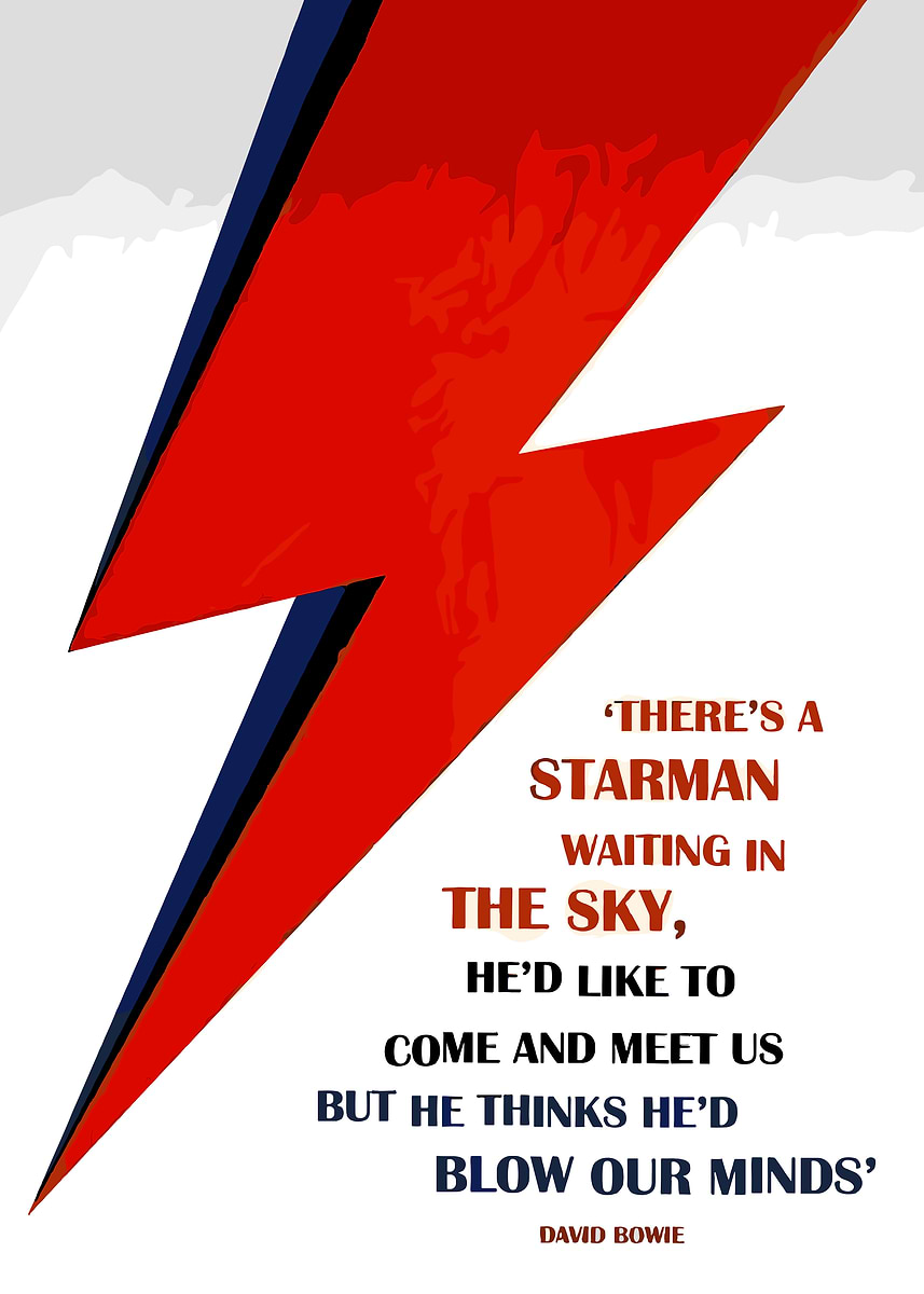 'David Bowie Starman Lightning Bolt Art' Poster, picture, metal print ...