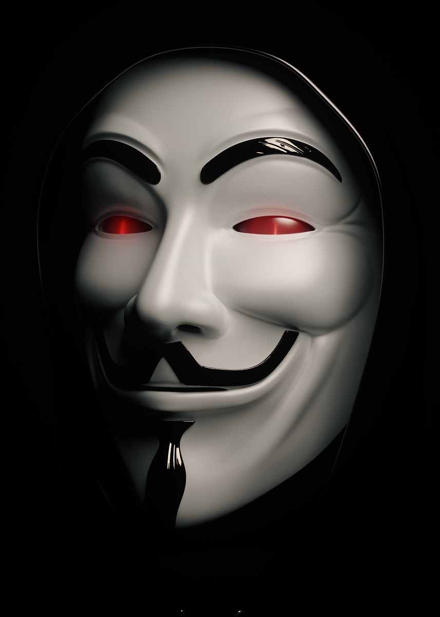'Anonymous Mask with Red Eyes' Poster, picture, metal print, paint by ...