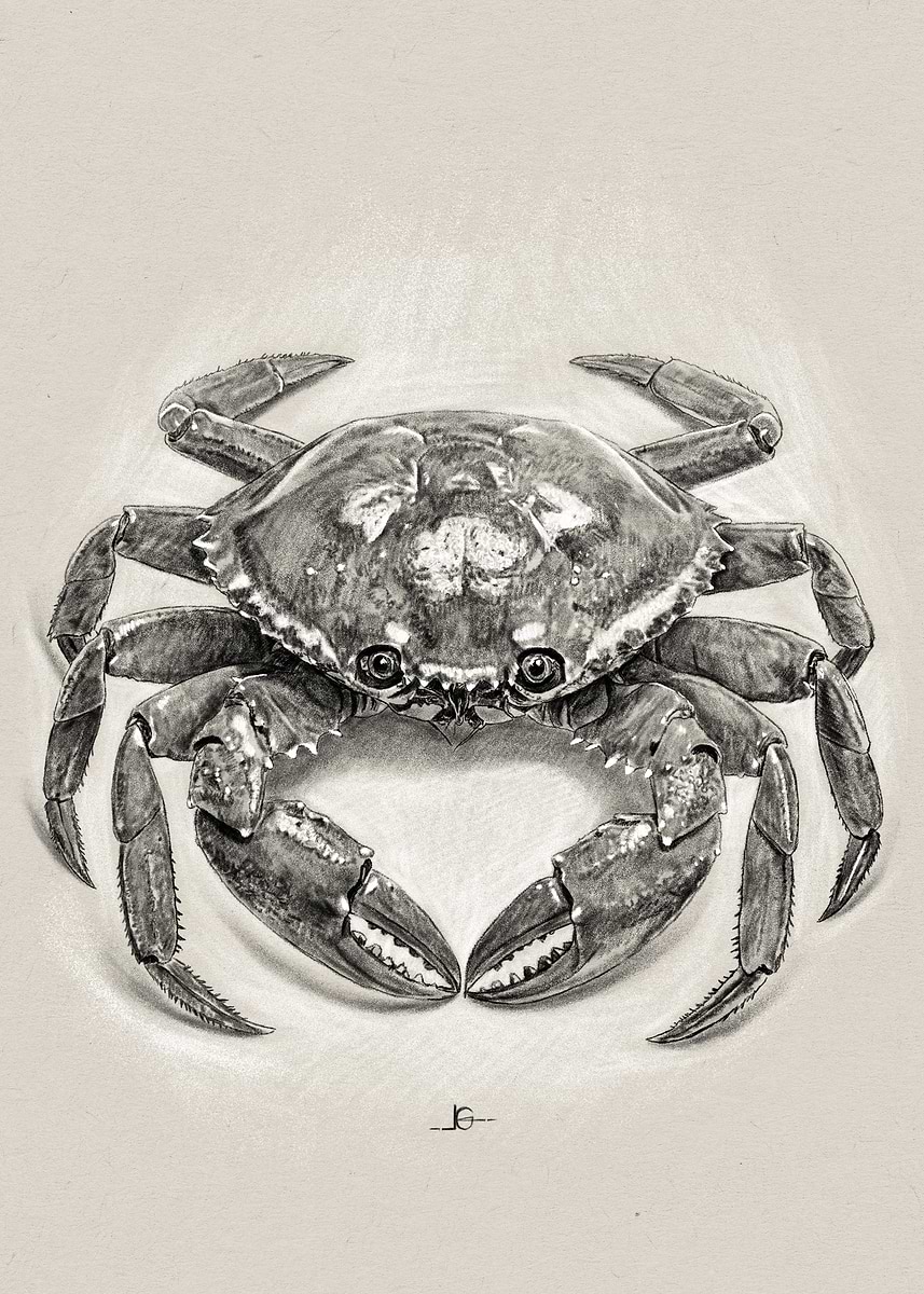 'Realistic Crab Drawing' Poster, picture, metal print, paint by Ermir ...