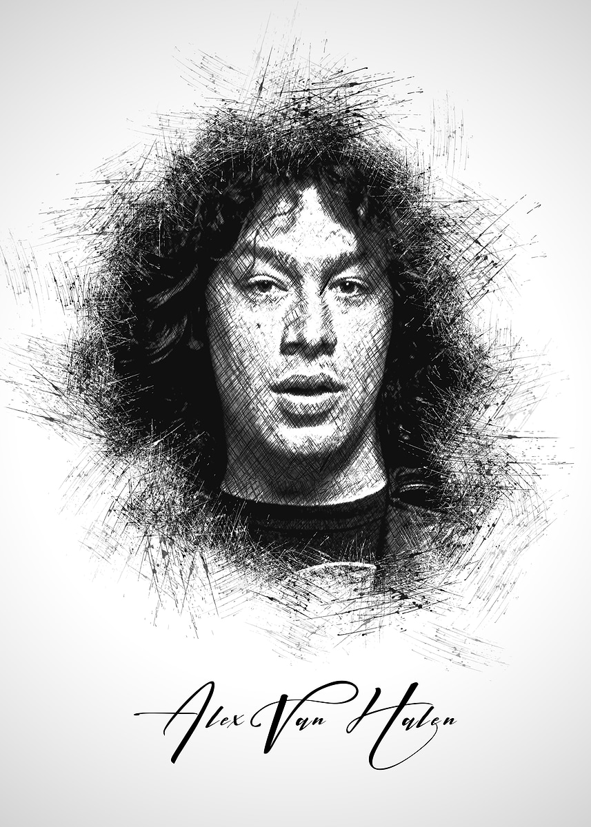 'Alex Van Halen Sketch Portrait' Poster, picture, metal print, paint by ...