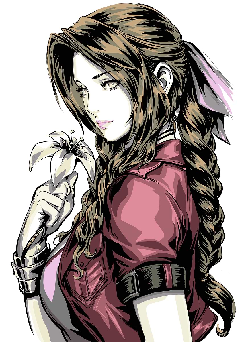 'Aerith Gainsborough with Lily' Poster, picture, metal print, paint by ...