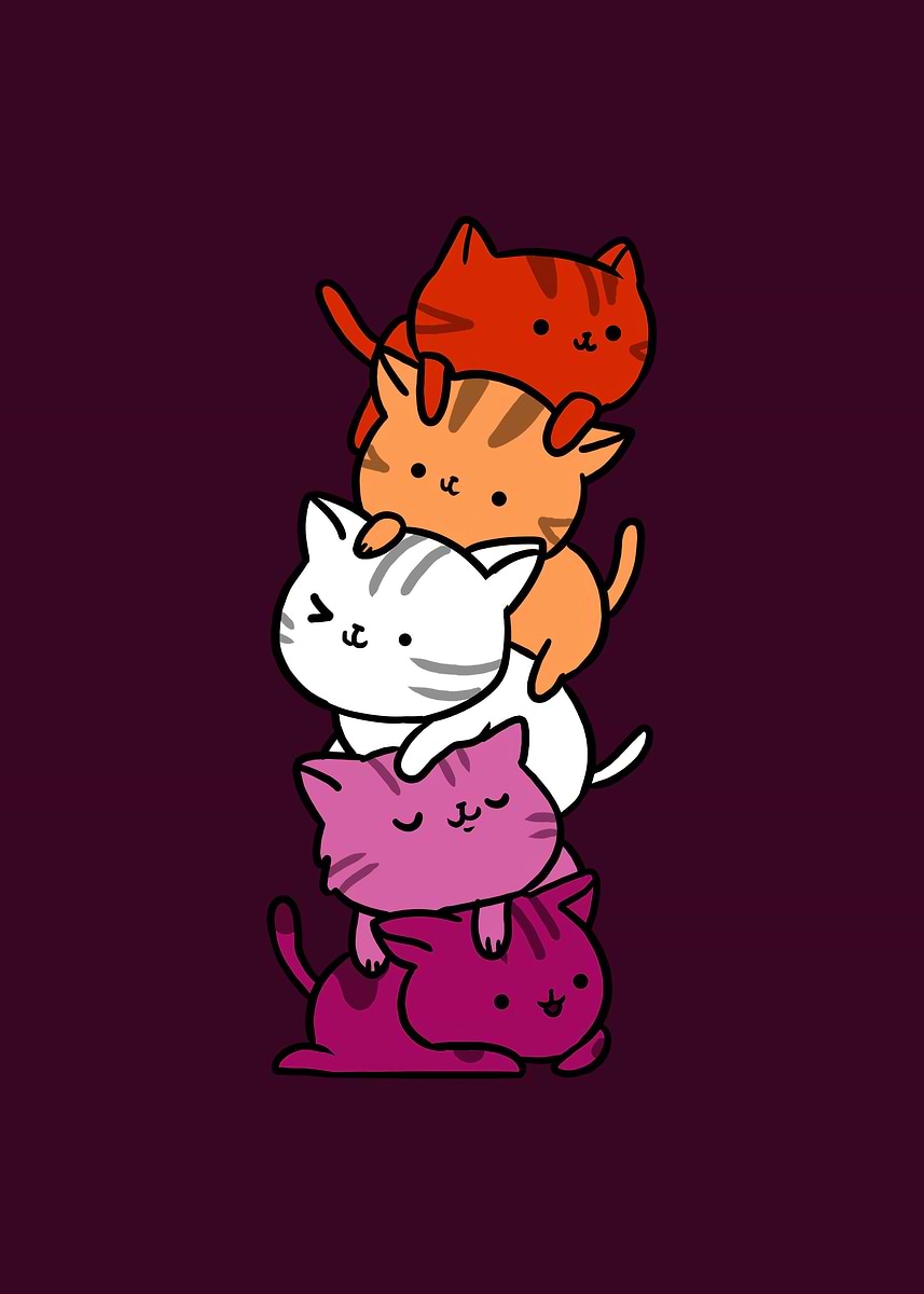 'Stacked Cats cute' Poster, picture, metal print, paint by goood | Displate