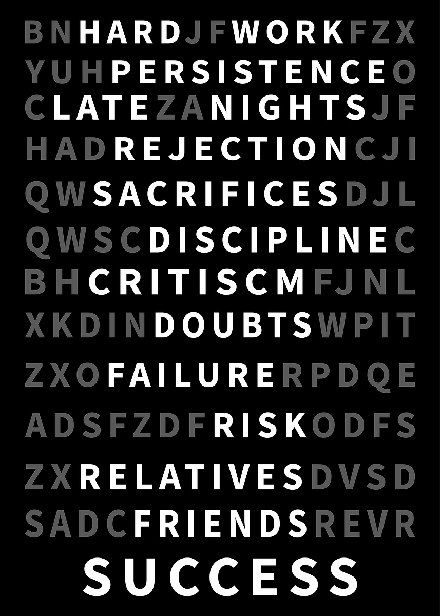 'Road to Success Typography Art' Poster, picture, metal print, paint by ...