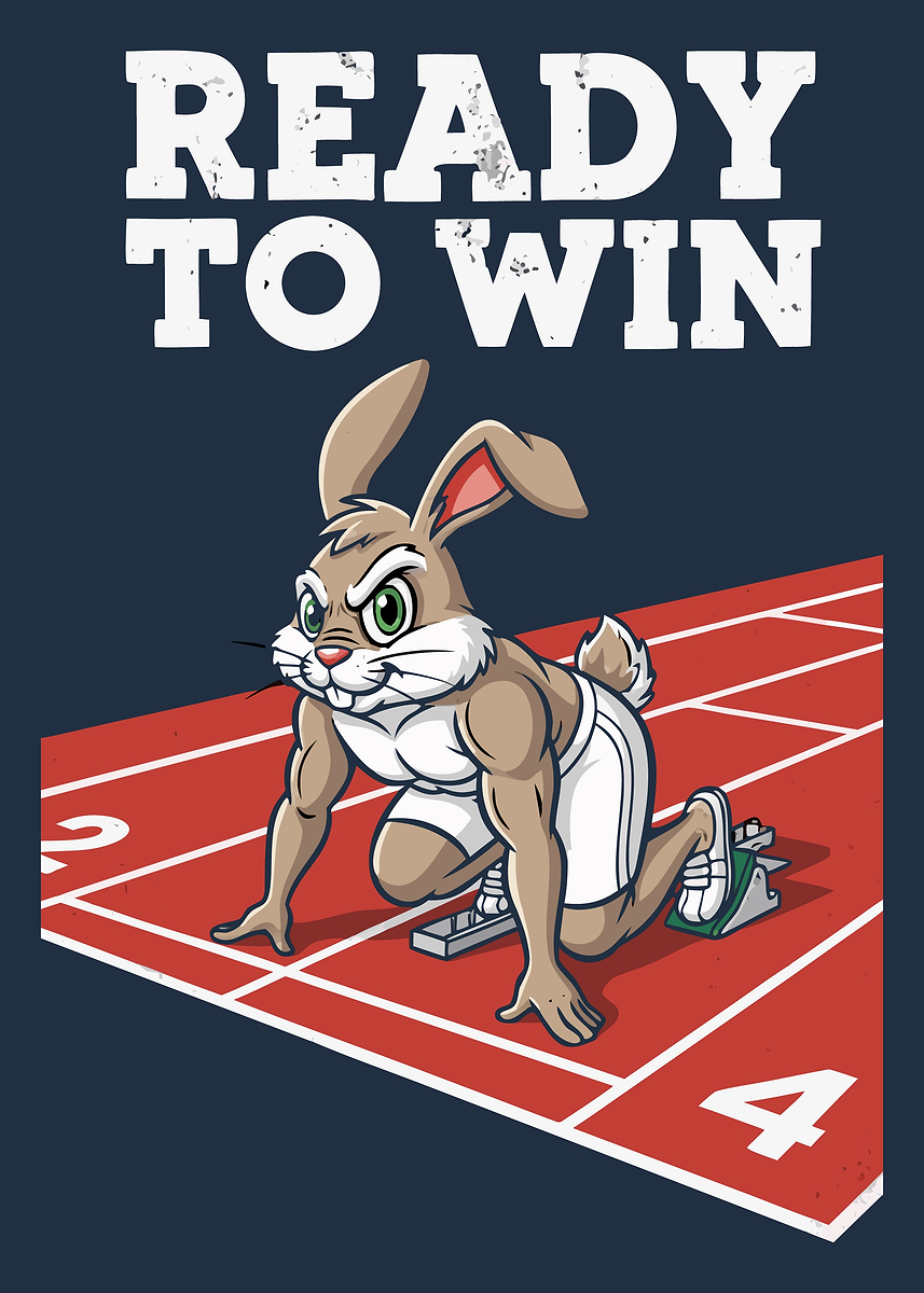 'Ready to Win Rabbit Athlete' Poster, picture, metal print, paint by ...