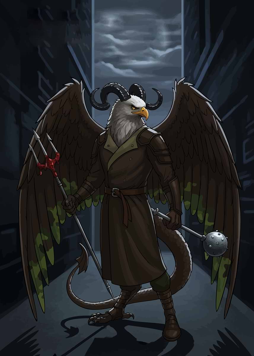 'Eagle-headed demon wings and horns' Poster, picture, metal print ...