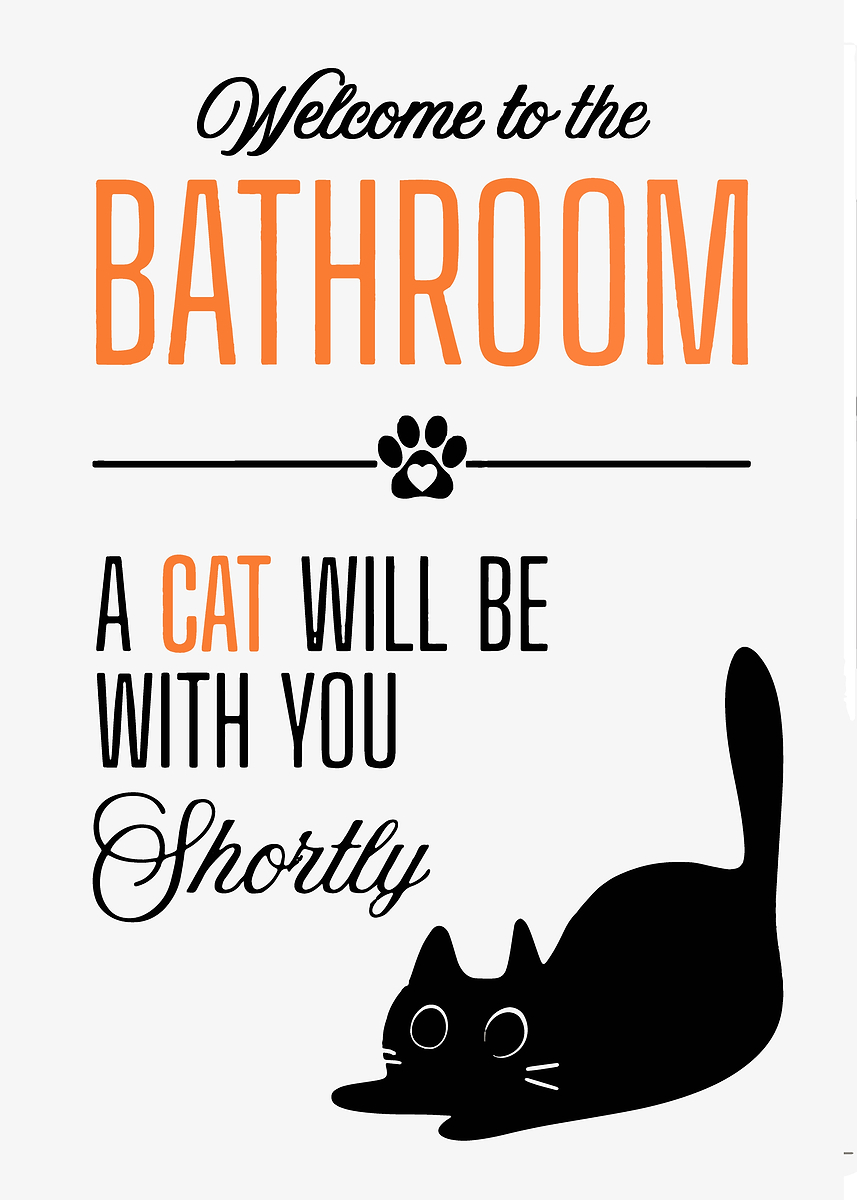'Bathroom Cat Sign' Poster, picture, metal print, paint by ALEX SHINDER ...