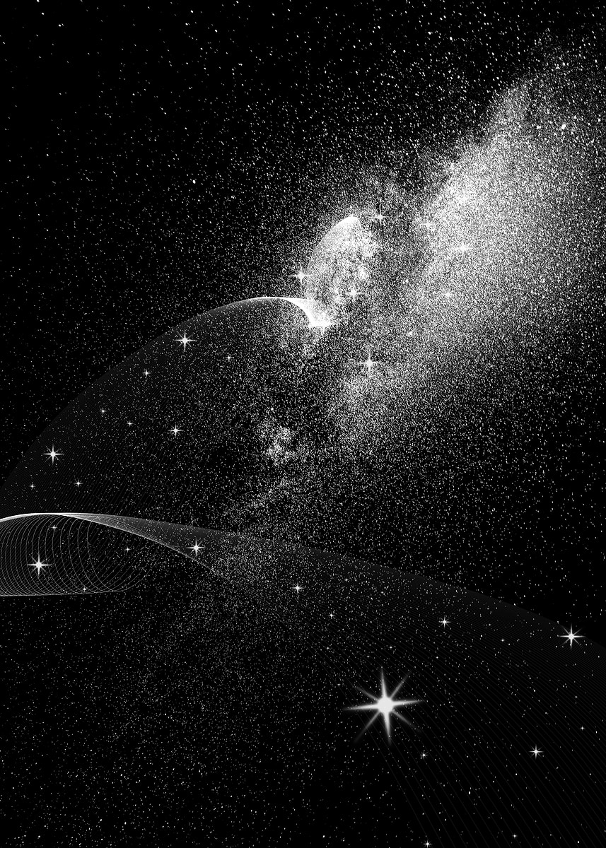 'Abstract Black and White Starscape' Poster, picture, metal print ...