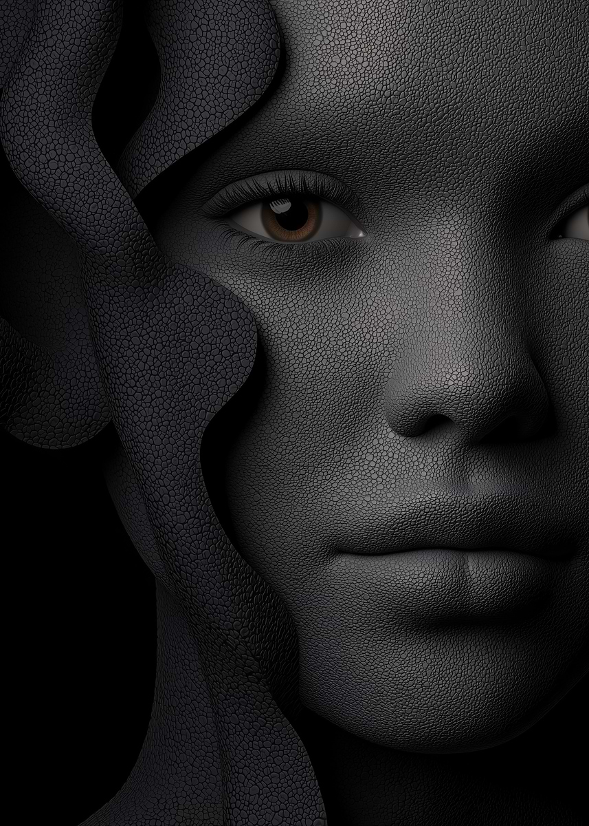 'Textured Portrait with Flowing Fabric' Poster, picture, metal print ...