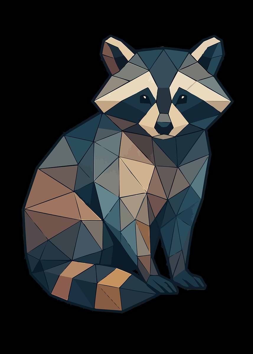 'Geometric Raccoon Illustration' Poster, picture, metal print, paint by ...