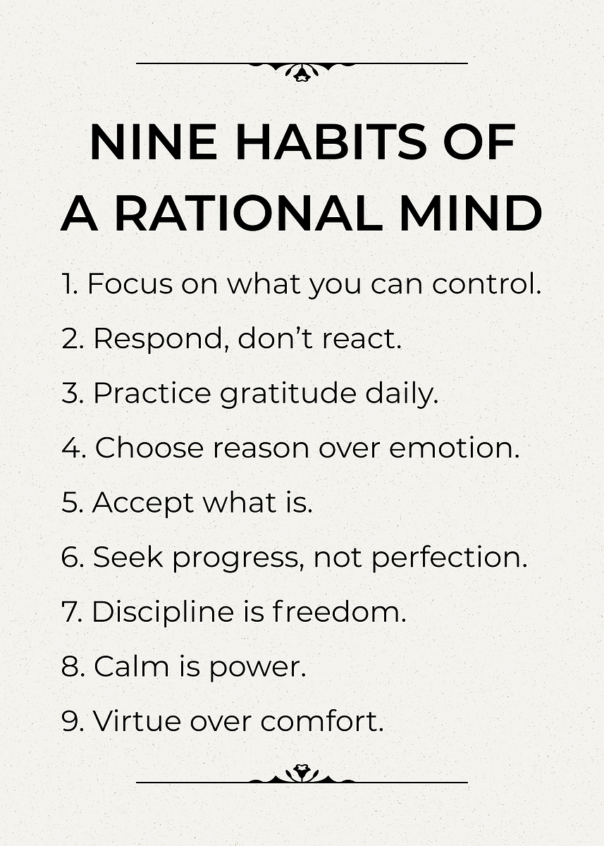 'Nine Habits of a Rational Mind' Poster, picture, metal print, paint by ...