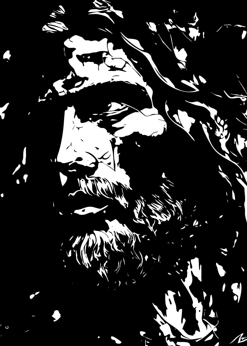 'Monochrome Portrait of a Bearded Man' Poster, picture, metal print ...
