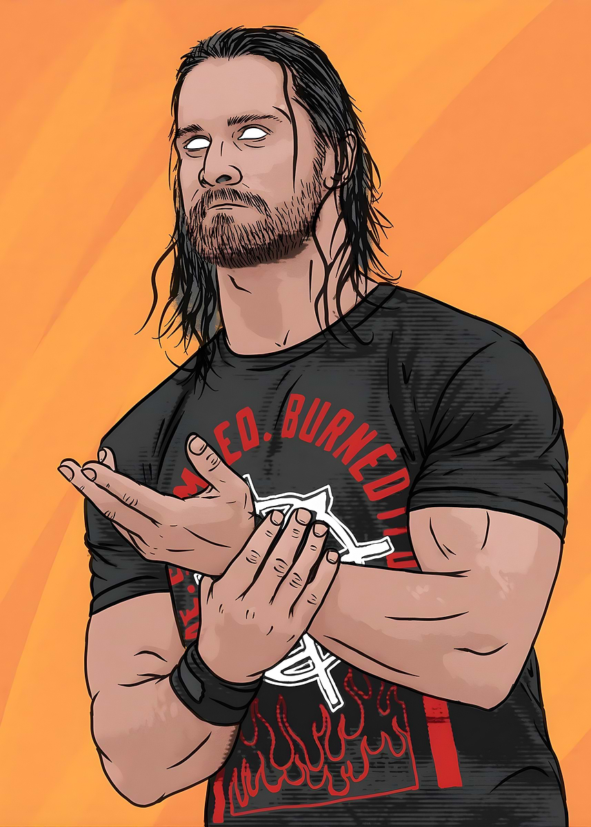'Seth Rollins 'Burn It Down' Illustration' Poster, picture, metal print ...