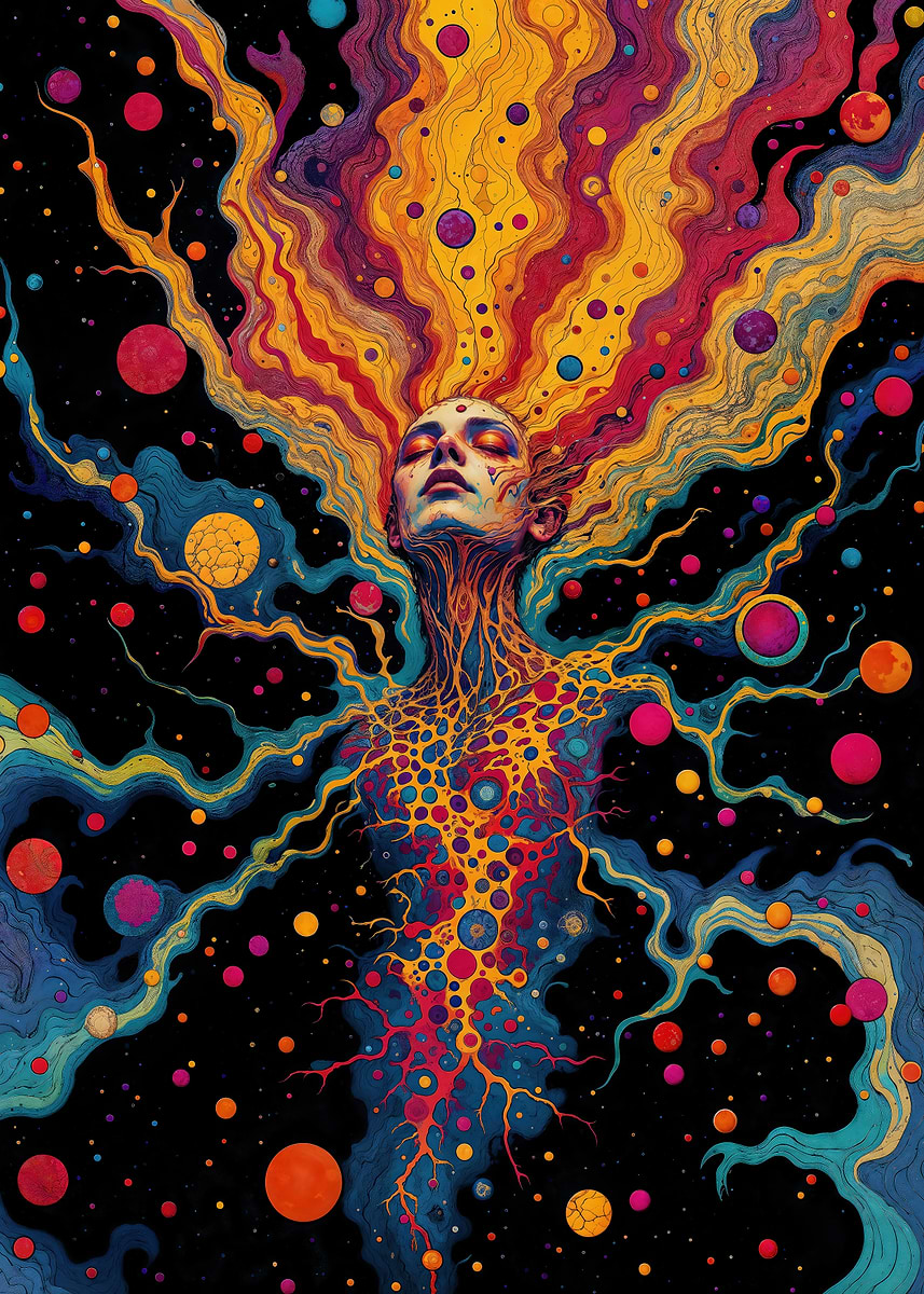 'Surreal Psychedelic Woman in Cosmos' Poster, picture, metal print ...