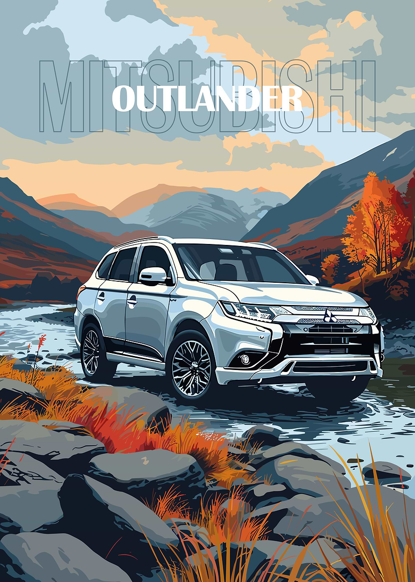 'Mitsubishi Outlander in Mountain Landscape' Poster, picture, metal ...