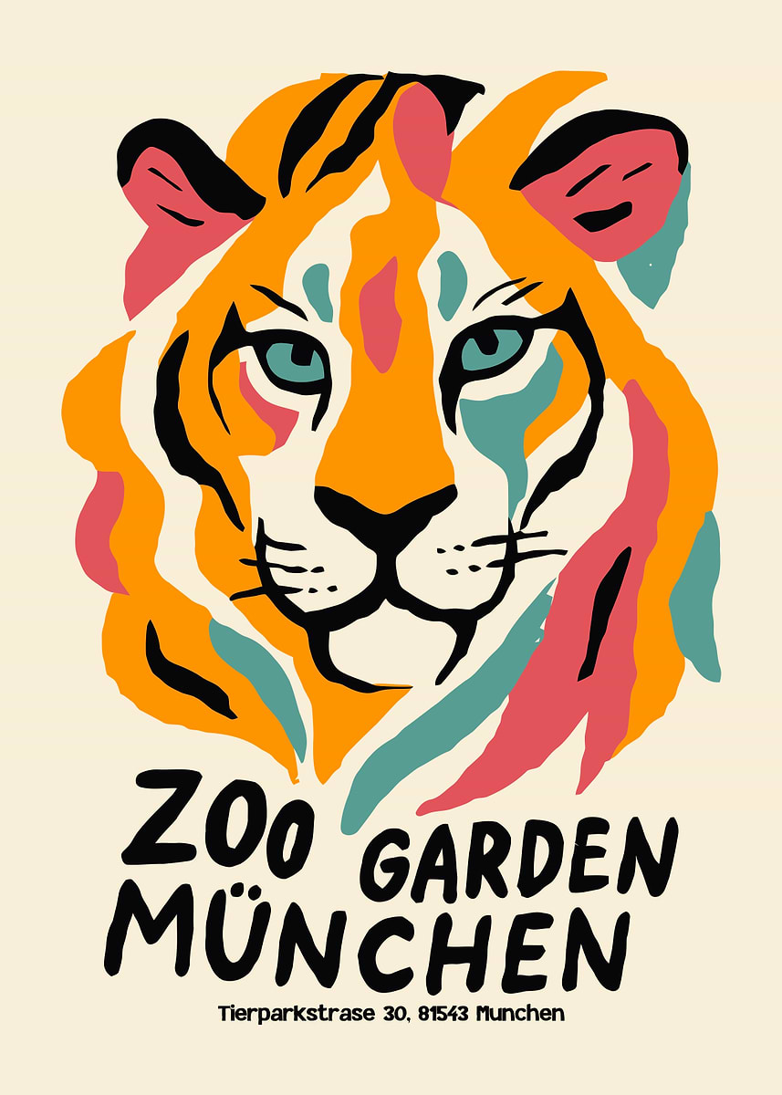'Zoo Garden München Tiger Poster' Poster, picture, metal print, paint ...