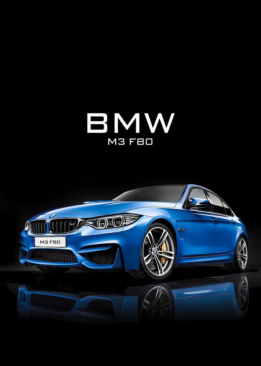 'BMW M3 F80 on Black' Poster, picture, metal print, paint by MAD DOG ...