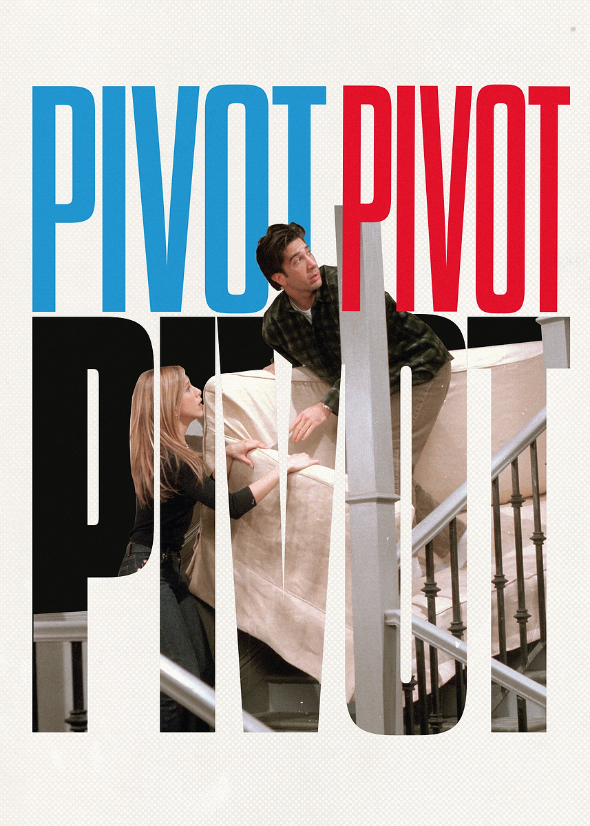 'Pivot! The Iconic Sofa Struggle' Poster, picture, metal print, paint ...