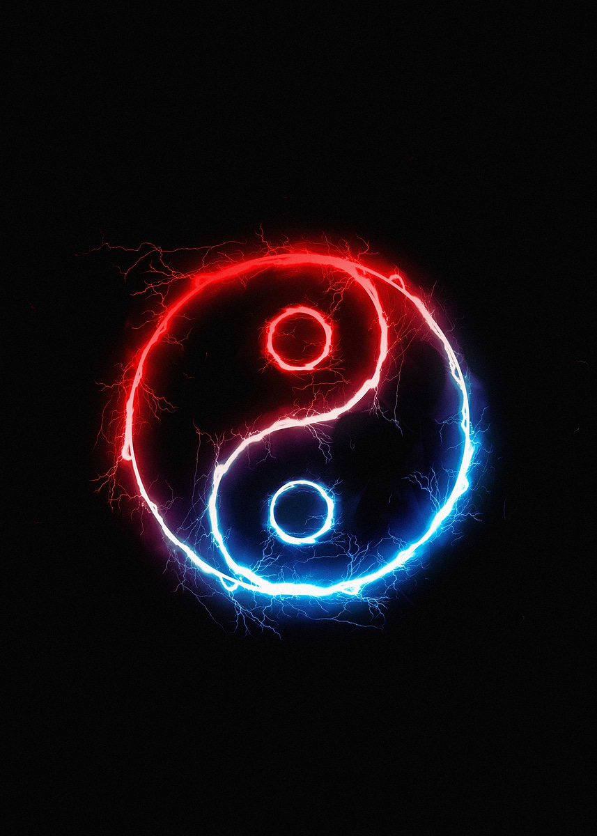 'Yin Yang Symbol with Lightning Effect' Poster, picture, metal print ...