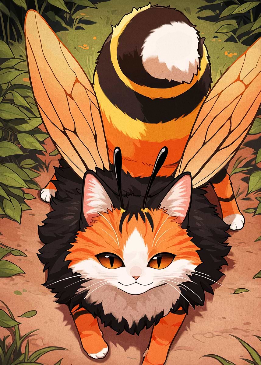 'Cat-Bee Hybrid' Poster, picture, metal print, paint by CarlosSanders ...