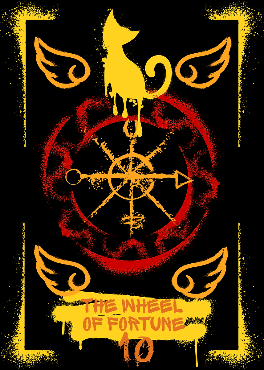 'The Wheel of Fortune Tarot Card Graffiti Art' Poster, picture, metal ...